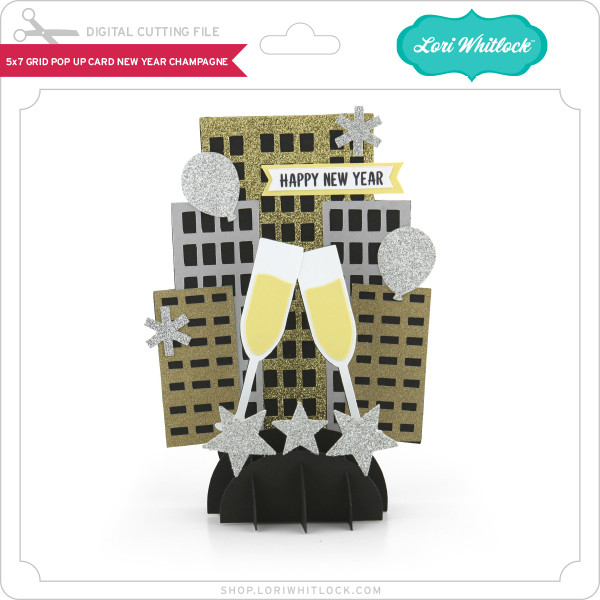 5x7 Grid Pop Up Card New Year - Lori Whitlock's SVG Shop