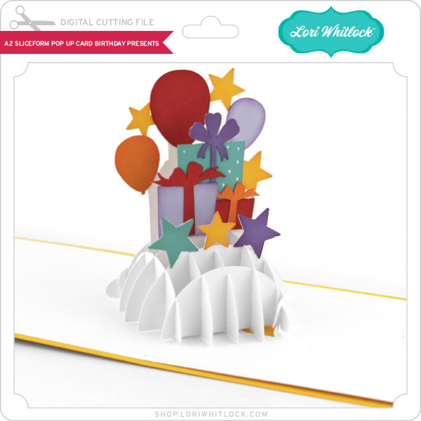 A2 Sliceform Pop Up Card Birthday Cake - Lori Whitlock's SVG Shop