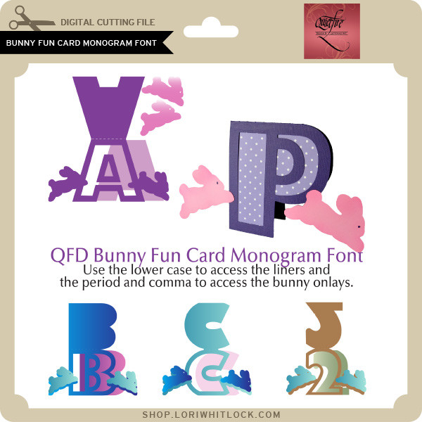 Bunny Fun Card Monogram - Lori Whitlock's SVG Shop