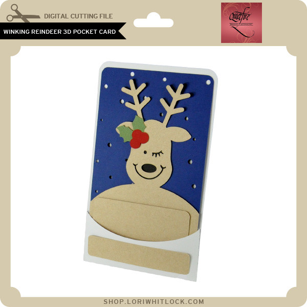 Winking Reindeer 3D Pocket Card - Lori Whitlock's SVG Shop