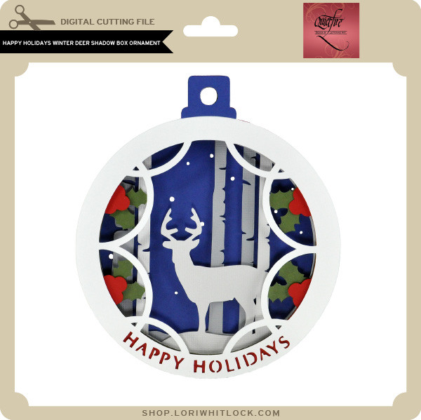 Happy Holidays Winter Deer Shadow Box Ornament - Lori Whitlock's SVG Shop