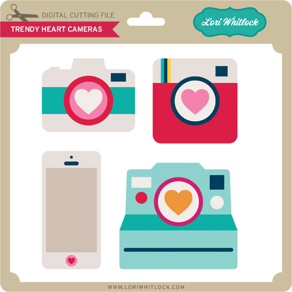 Trendy Heart Cameras - Lori Whitlock's SVG Shop