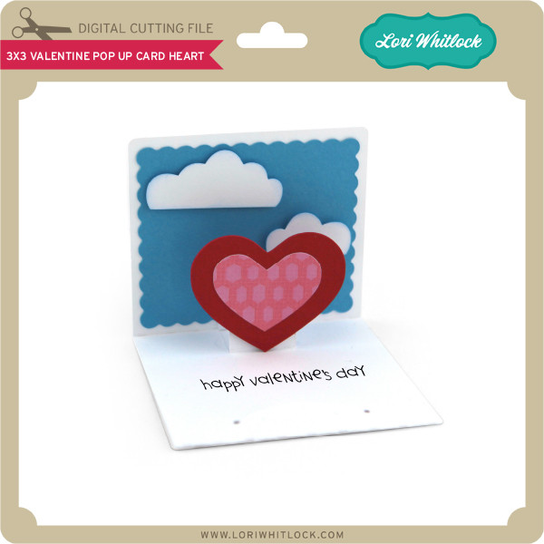 3x3 Valentine Pop Up Card Heart - Lori Whitlock's SVG Shop