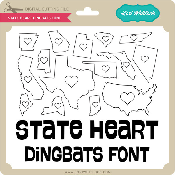 State Heart Dingbats Font - Lori Whitlock's SVG Shop