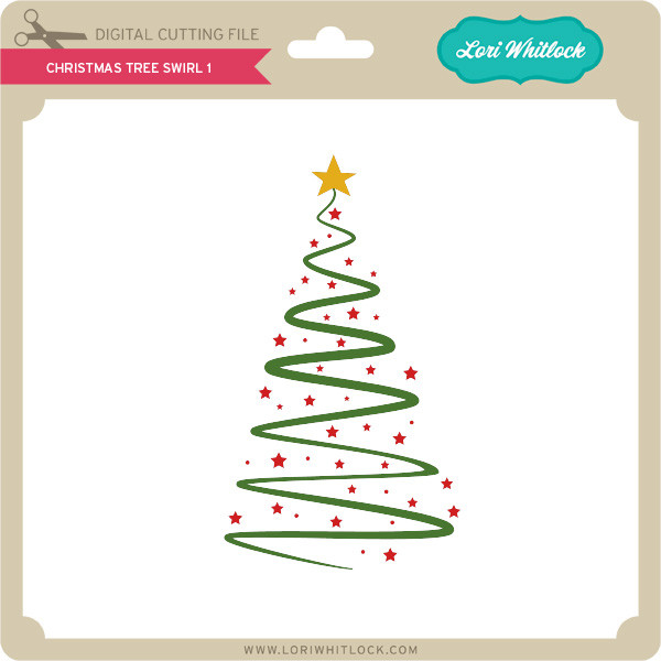 Swirl Christmas Tree Silhouette Clip Art