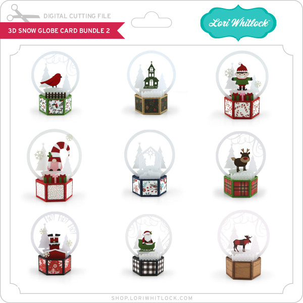 3D Snow Globe Card Bundle 2 - Lori Whitlock's SVG Shop