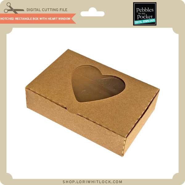 Notched Rectangle Box With Heart Window - Lori Whitlock's SVG Shop