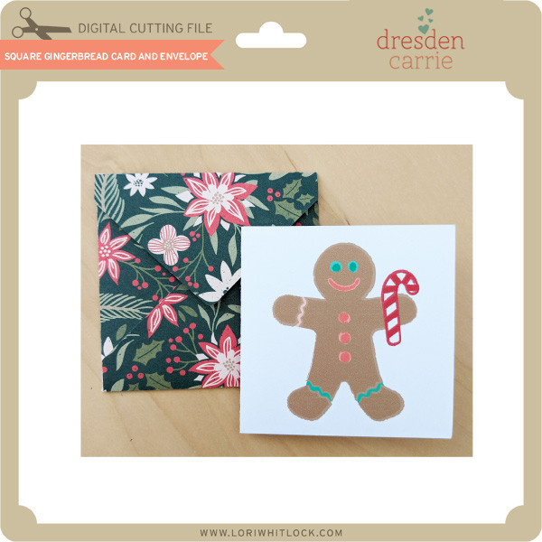 Square Gingerbread Card And Envelope - Lori Whitlock's SVG Shop