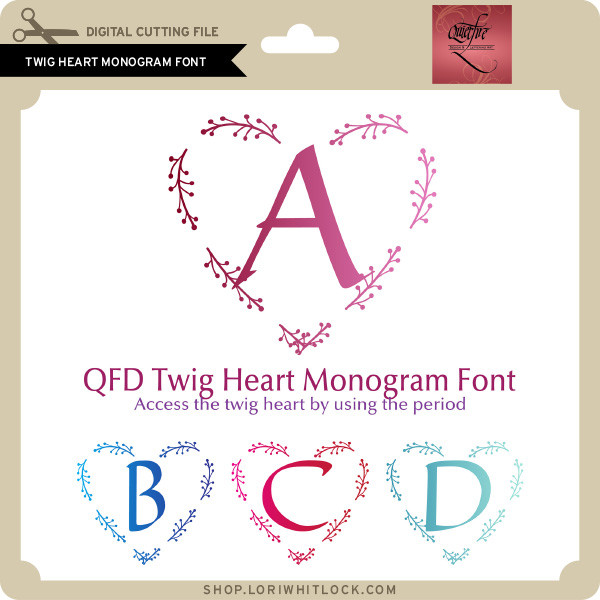 Twig Heart Monongram - Lori Whitlock's SVG Shop