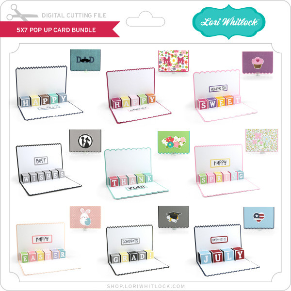 5X7 Pop Up Card Bundle - Lori Whitlock's SVG Shop