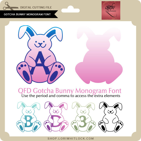 Gotcha Bunny Monogram Font - Lori Whitlock's SVG Shop