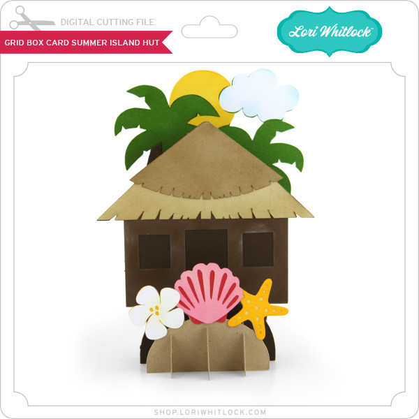 Grid Box Card Summer Island Hut - Lori Whitlock's SVG Shop