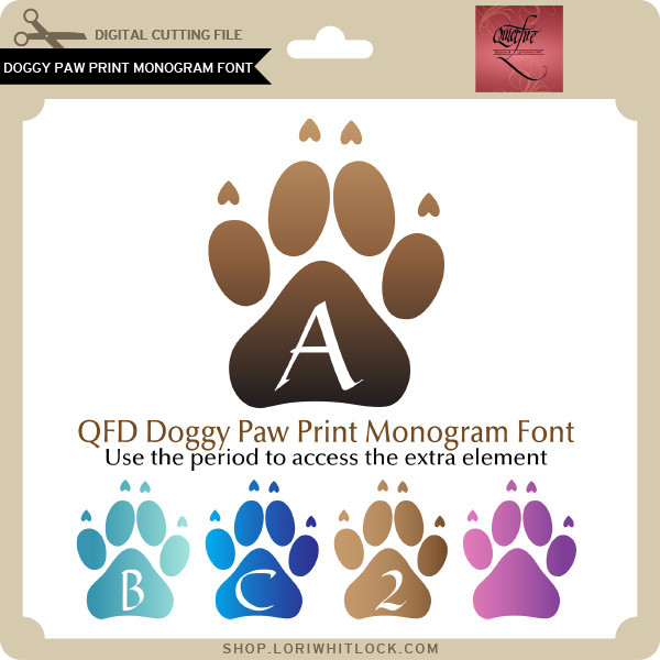 Doggy Paw Print Monogram Font - Lori Whitlock's SVG Shop
