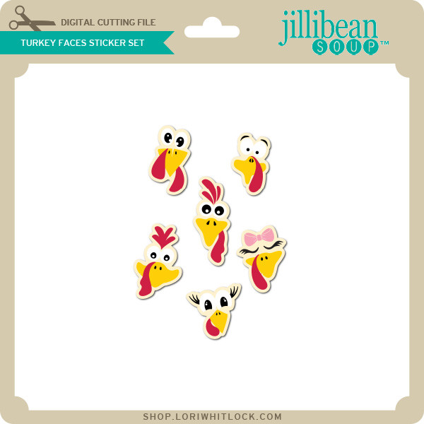 Turkey Faces Sticker Set - Lori Whitlock's SVG Shop