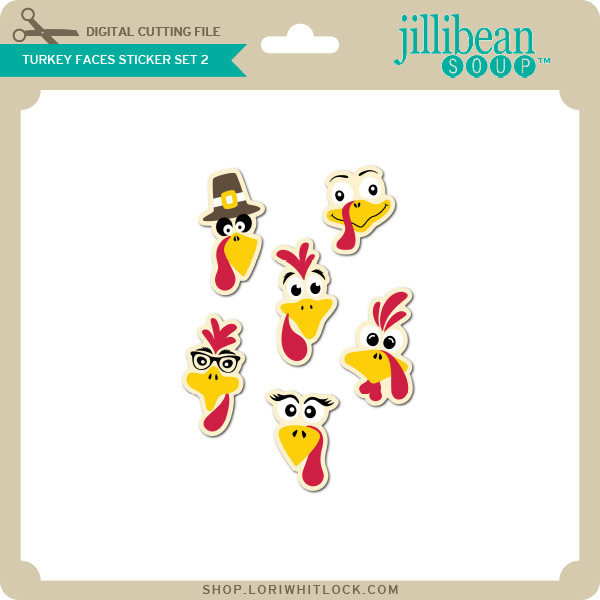 Turkey Faces Sticker Set 2 - Lori Whitlock's SVG Shop