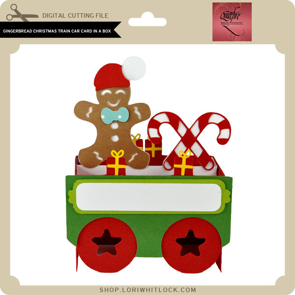 Gingerbread Christmas Train Car Card in a Box - Lori Whitlock's SVG Shop