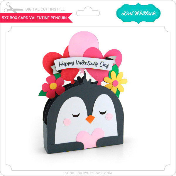 5x7 Box Card Valentine Penguin - Lori Whitlock's SVG Shop