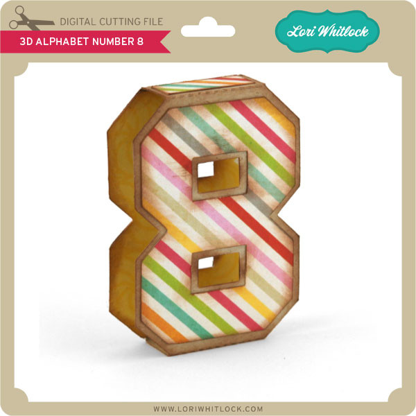 3D Alphabet Number 8 - Lori Whitlock's SVG Shop