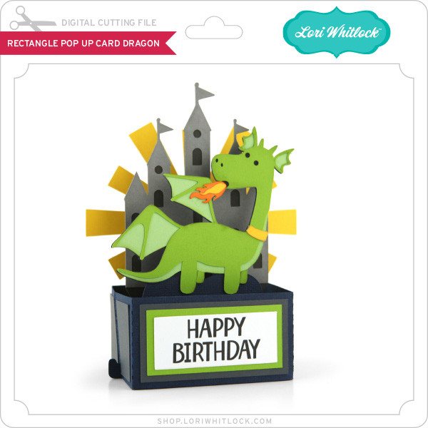 Rectangle Pop Up Card Dragon - Lori Whitlock's SVG Shop