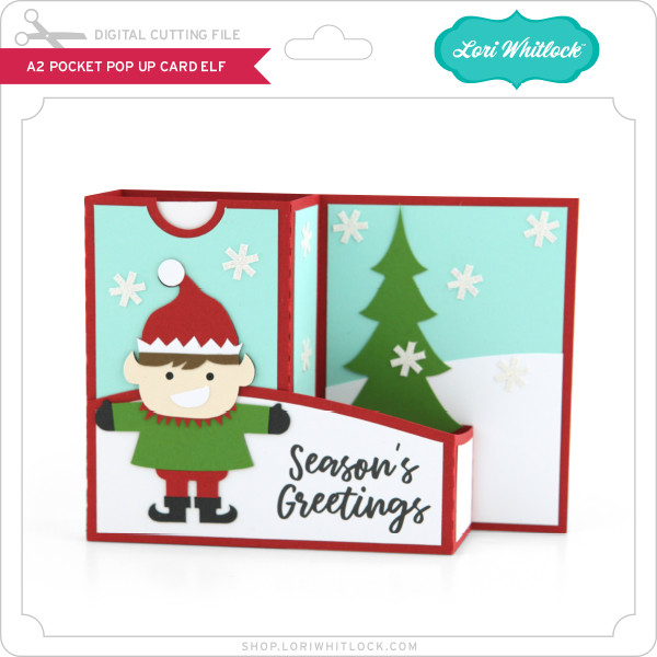 A2 Pop Up Box Card Elf - Lori Whitlock's SVG Shop