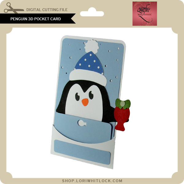 Penguin 3D Pocket Card - Lori Whitlock's SVG Shop