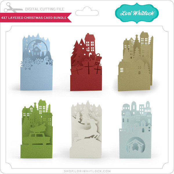 4x7 Layered Christmas Card Bundle - Lori Whitlock's SVG Shop