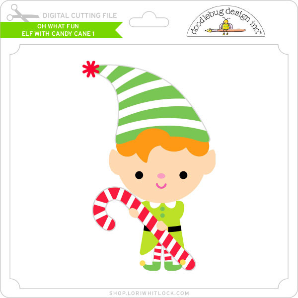 Oh What Fun - Elf With Candy Cane 1 - Lori Whitlock's SVG Shop