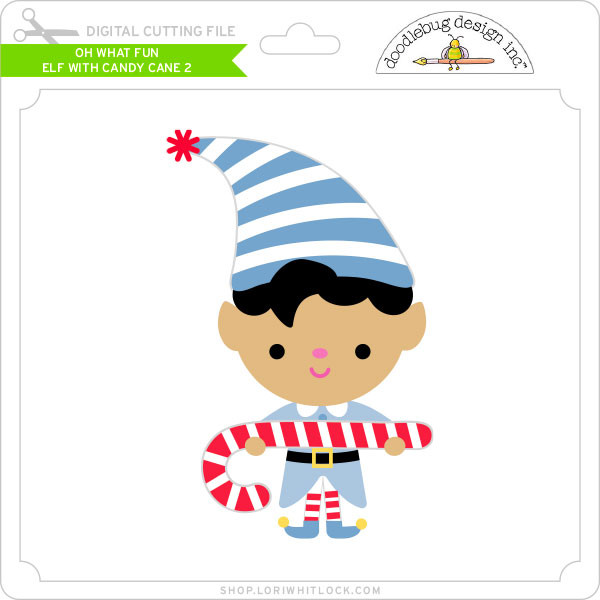 Oh What Fun - Elf With Candy Cane 2 - Lori Whitlock's SVG Shop