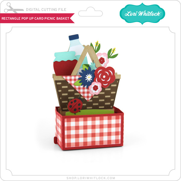 Rectangle Pop Up Card Picnic Basket - Lori Whitlock's SVG Shop