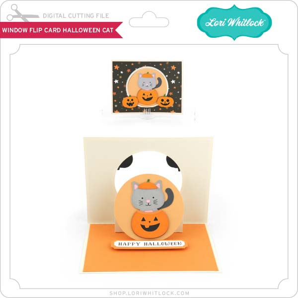 Window Flip Card Halloween Cat - Lori Whitlock's SVG Shop