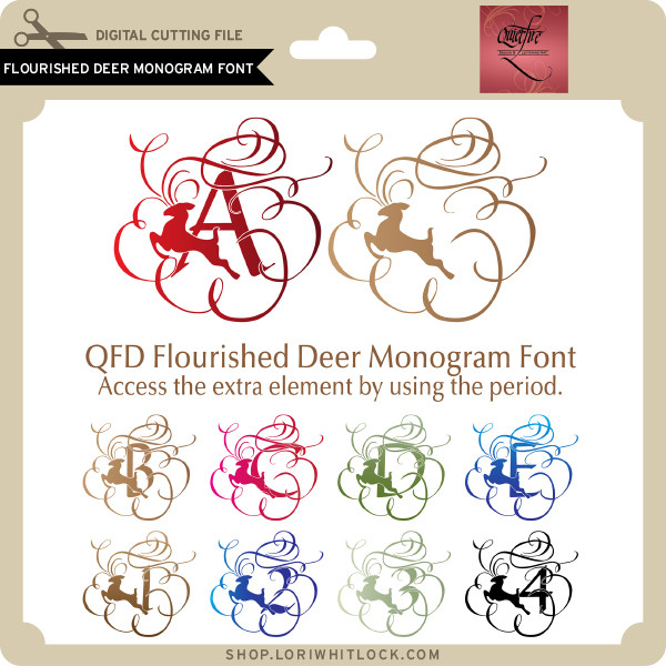 Flourished Deer Monogram Font - Lori Whitlock's SVG Shop