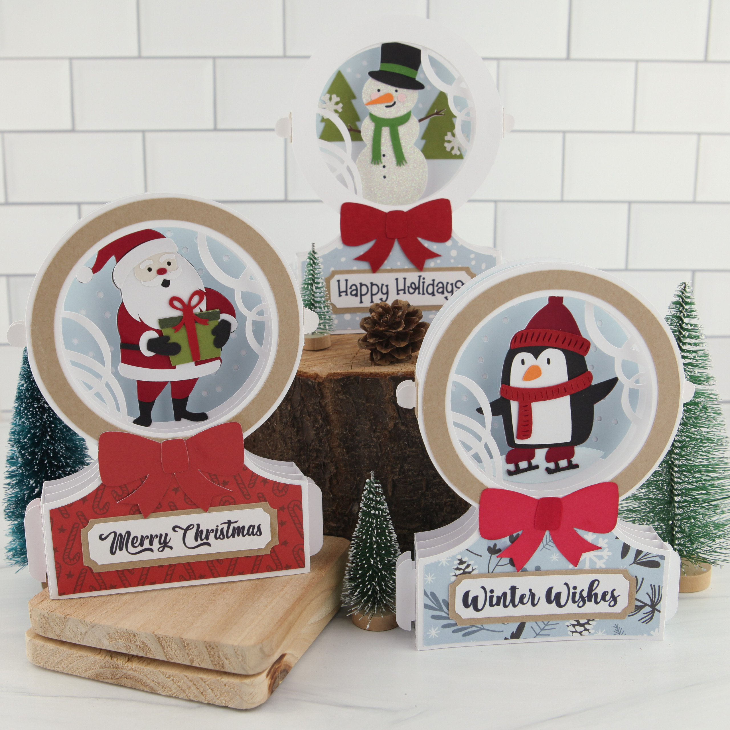 Snowglobe Shadow Box Card Red Cardinal - Lori Whitlock's SVG Shop