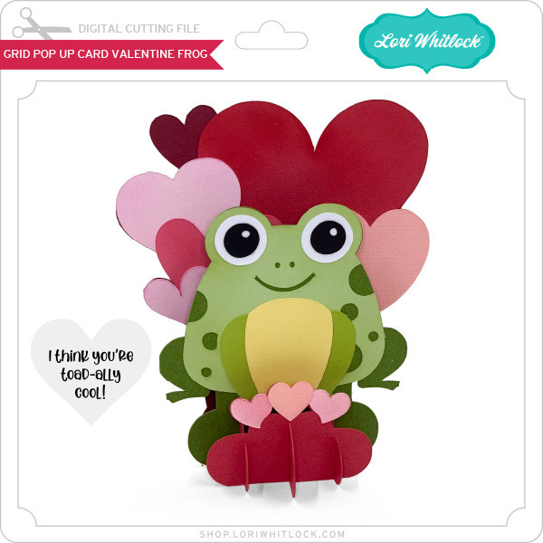 Grid Pop Up Card Valentine Frog - Lori Whitlock's SVG Shop