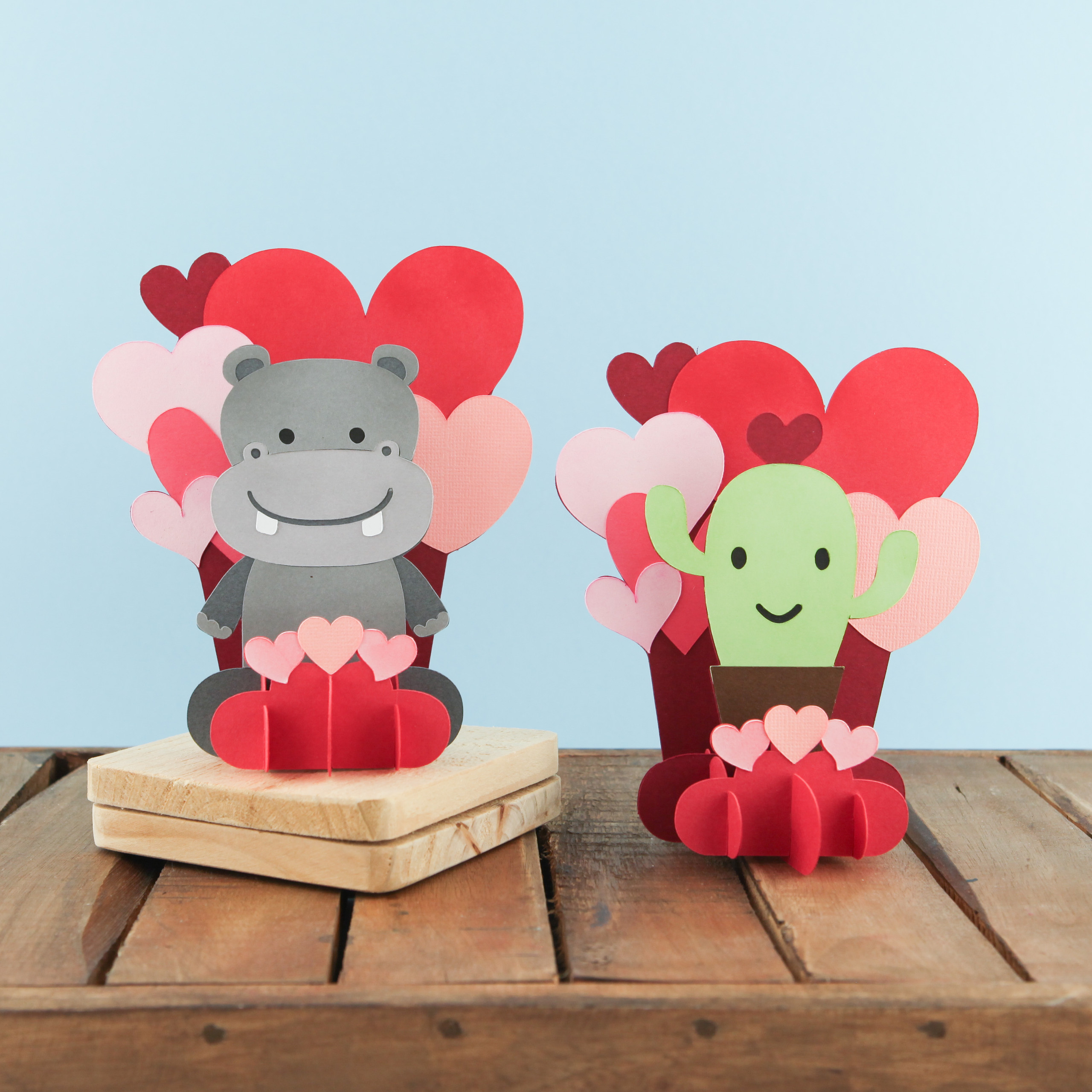 Bobble Head Card Valentine Hippo - Lori Whitlock's SVG Shop
