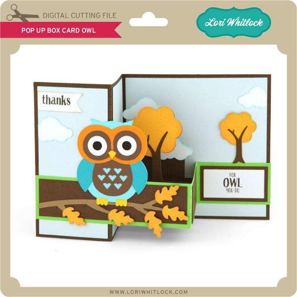 Pop Up Box Card Owl 2 - Lori Whitlock's SVG Shop