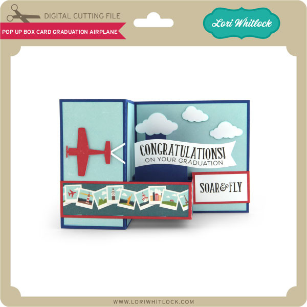 Pop Up Box Card Graduation Airplane - Lori Whitlock's SVG Shop