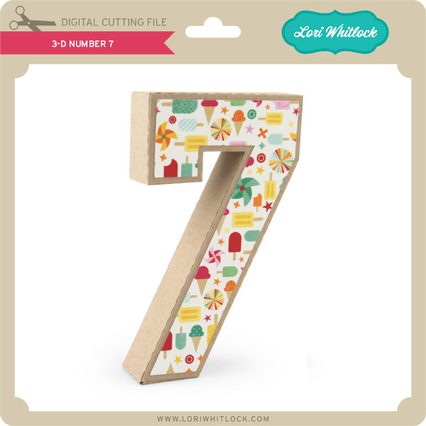 3-D Number 7 - Lori Whitlock's SVG Shop