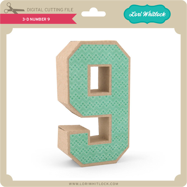 3-D Number 9 - Lori Whitlock's SVG Shop