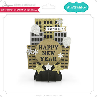 5x7 Grid Pop Up Card New Year - Lori Whitlock's SVG Shop