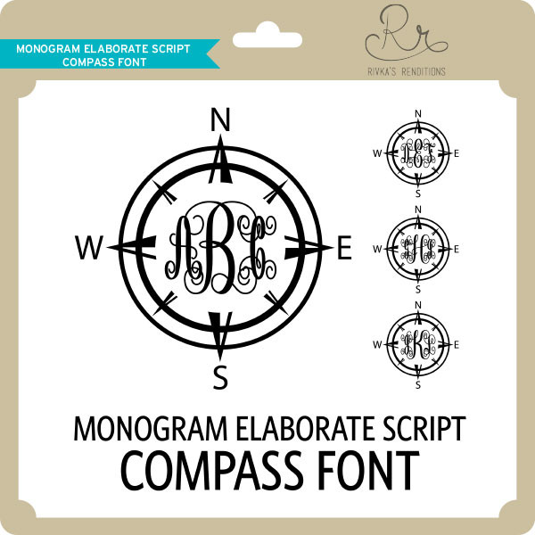 MonogramElaborateScript Compass Font - Lori Whitlock's SVG Shop