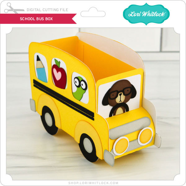 Box Card School Bus - Lori Whitlock's SVG Shop