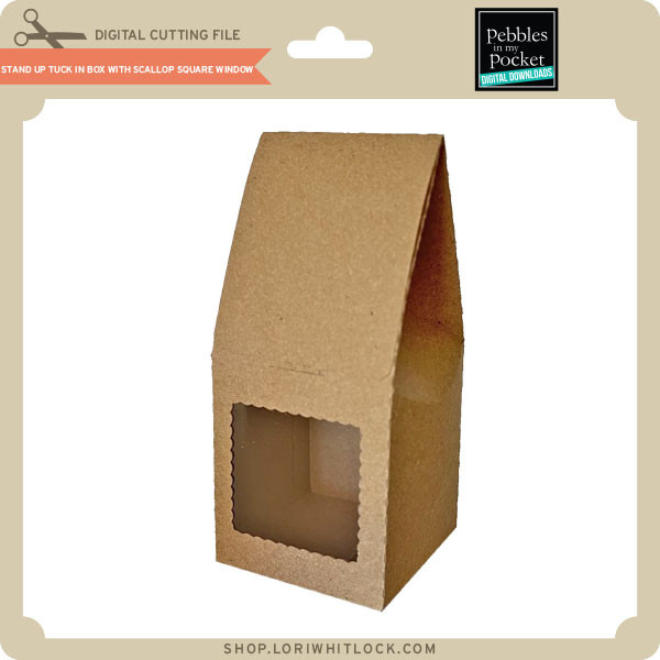 Stand Up Tuck In Box with Scallop Square Window - Lori Whitlock's SVG Shop