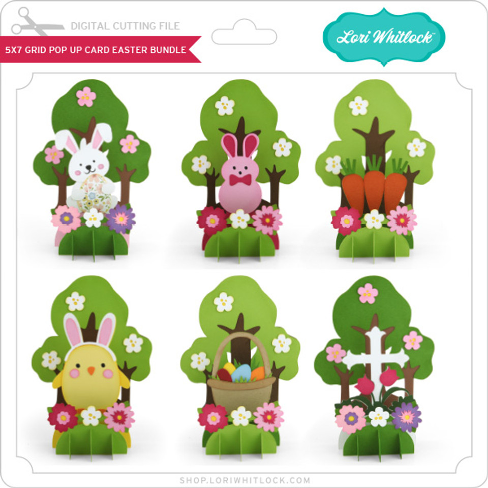5x7 Grid Pop Up Card Spring Bundle - Lori Whitlock's SVG Shop