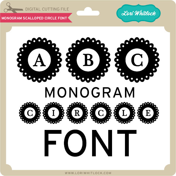 Monogram Scalloped Circle Font - Lori Whitlock's SVG Shop