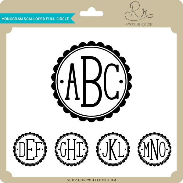 Monogram Scalloped Circle Font - Lori Whitlock's SVG Shop