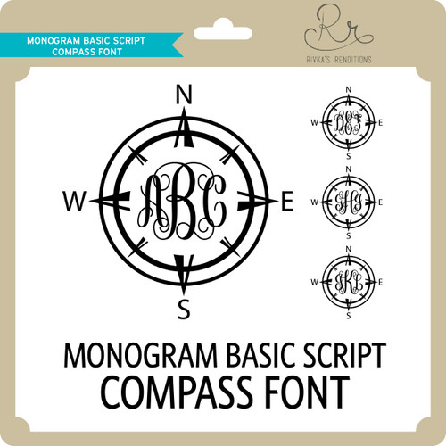 MonogramBasicScript Compass Font - Lori Whitlock's SVG Shop