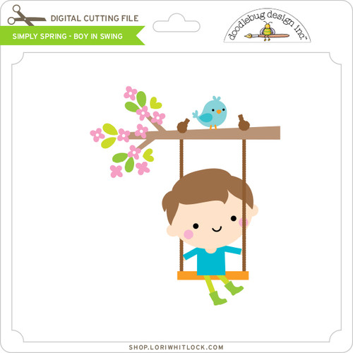 Simply Spring - Boy in Swing - Lori Whitlock's SVG Shop