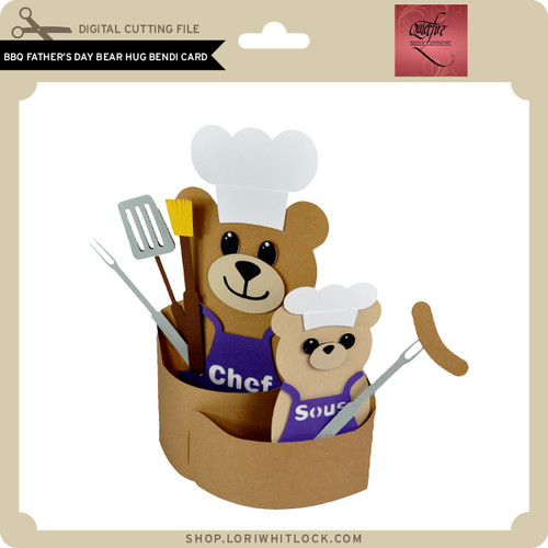BBQ Father's Day Bear Hug Bendi Card - Lori Whitlock's SVG Shop