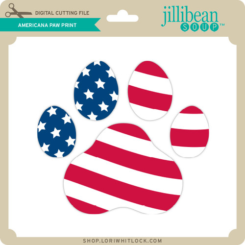 Americana Paw Print - Lori Whitlock's SVG Shop