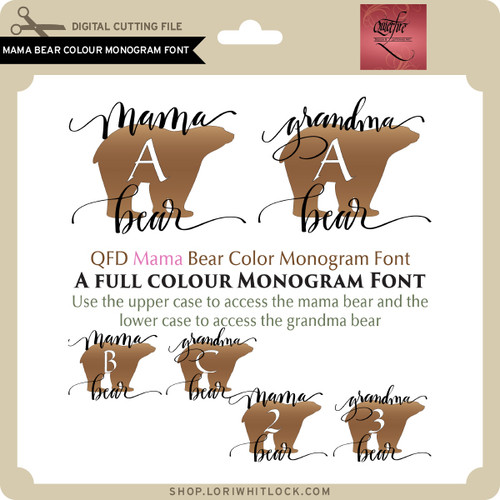 Mama Bear Colour Monogram Font - Lori Whitlock's SVG Shop